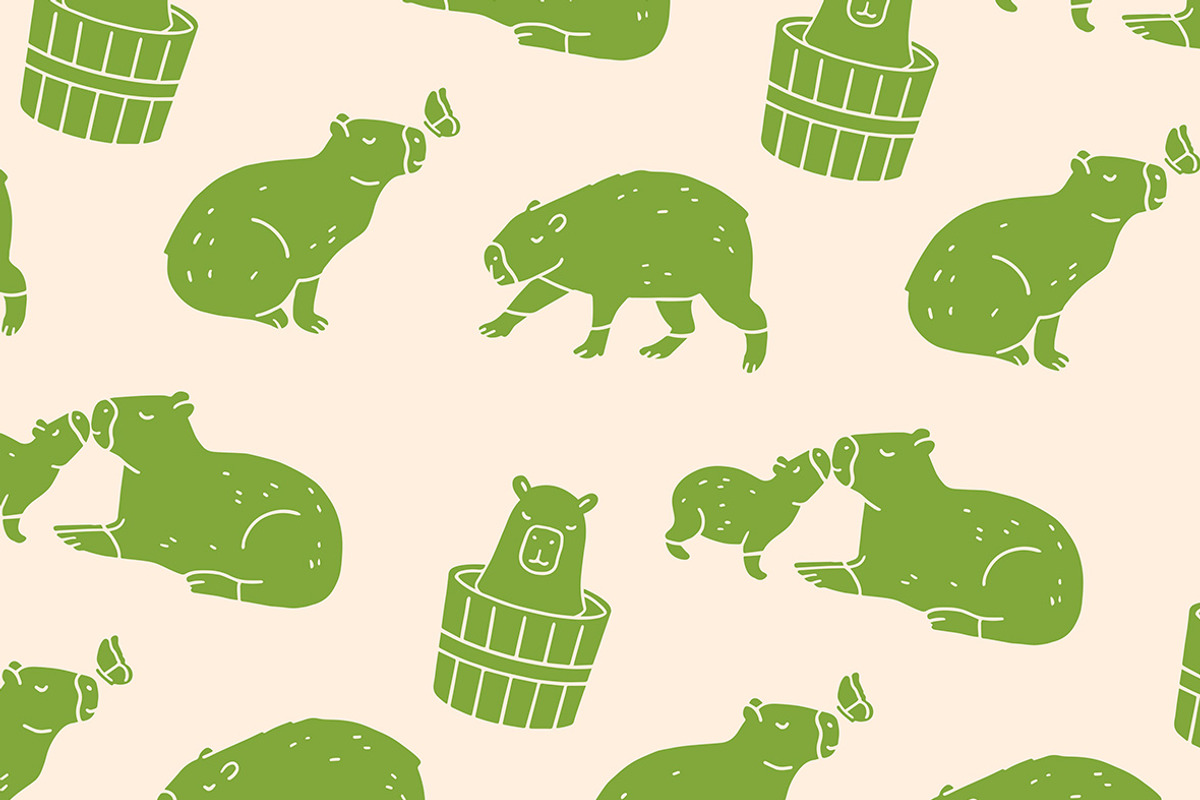 Cute Capybara Linocut Clipart, an Animal Illustration by ClayStudio