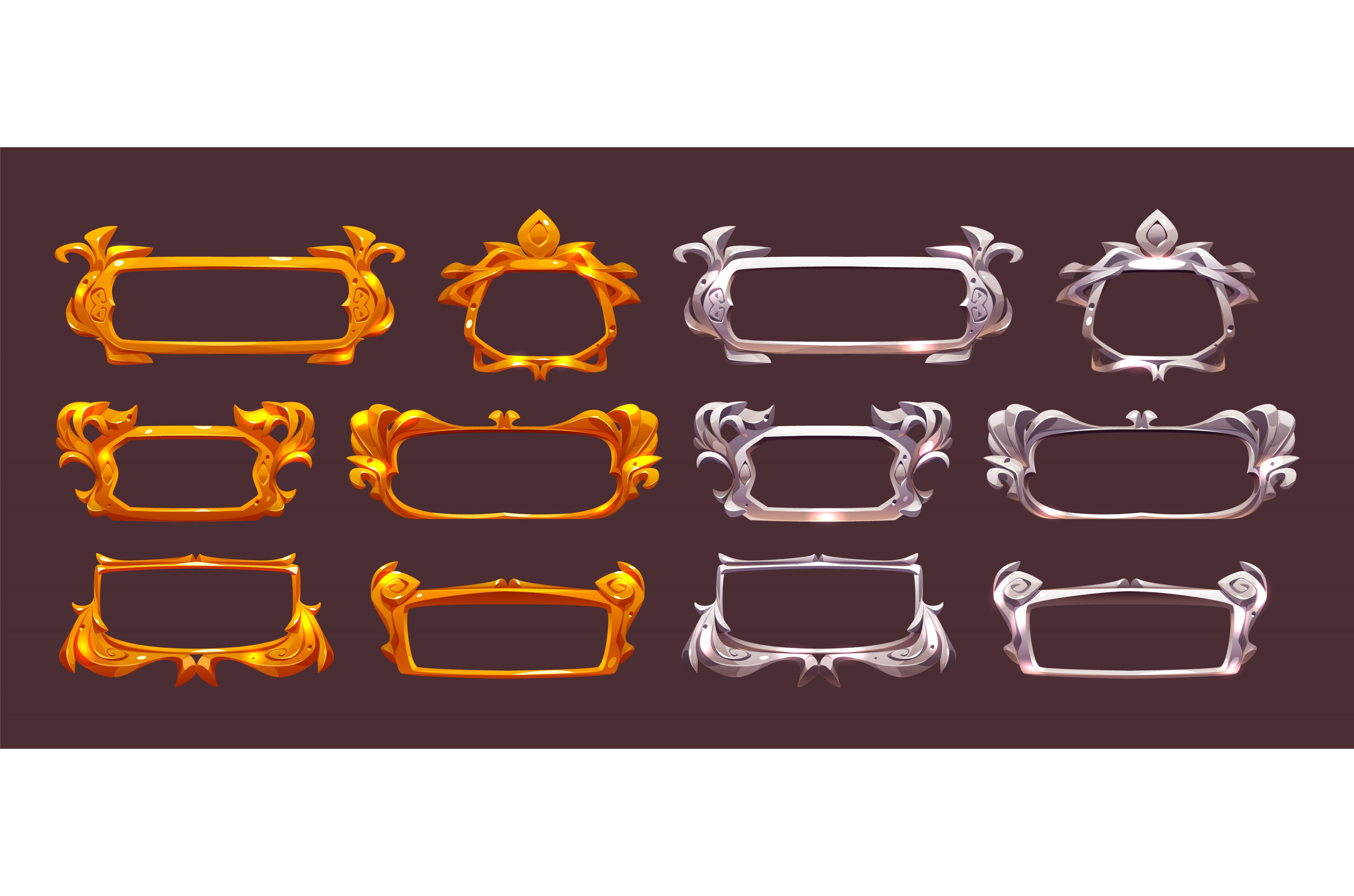 Game gold and silver fantasy frames | Textures ~ Creative Market