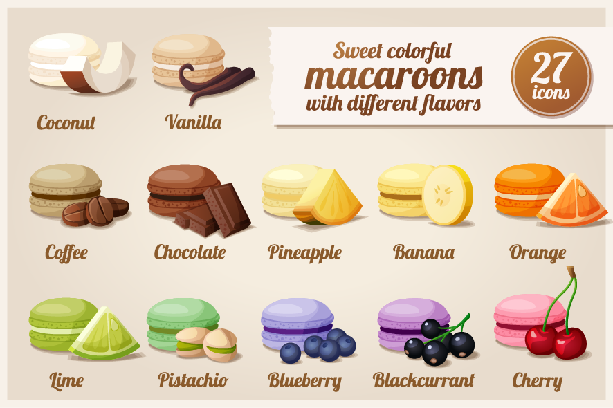Macaroons with different flavors, an Icon by Ann-zabella