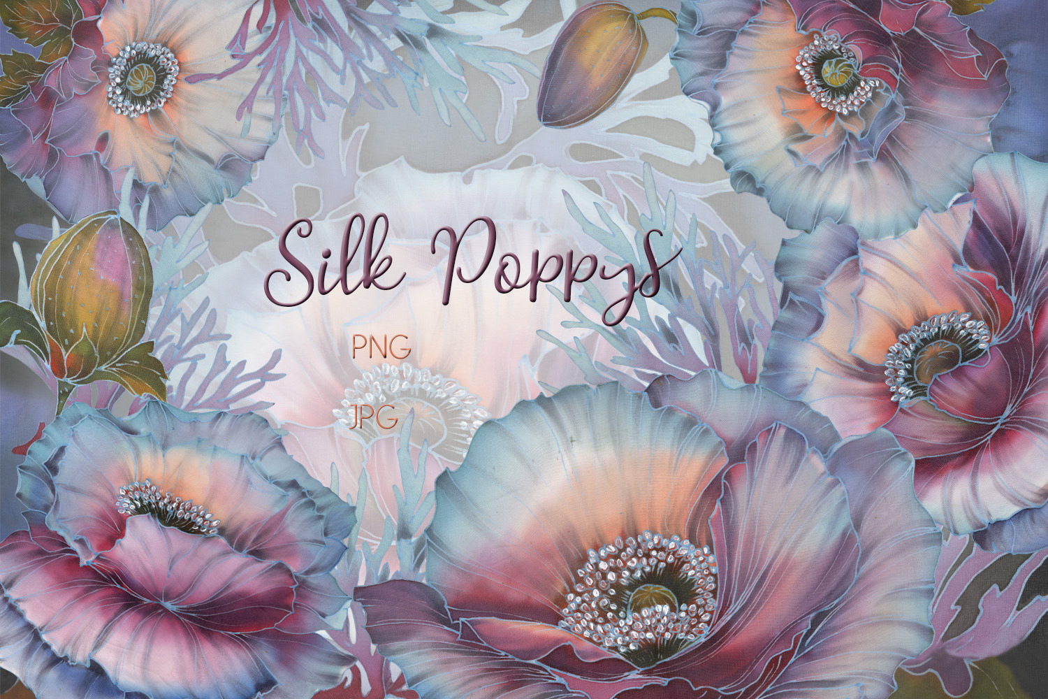 Silk Poppys Flower Art, a Texture Graphic by Watercolor creatures