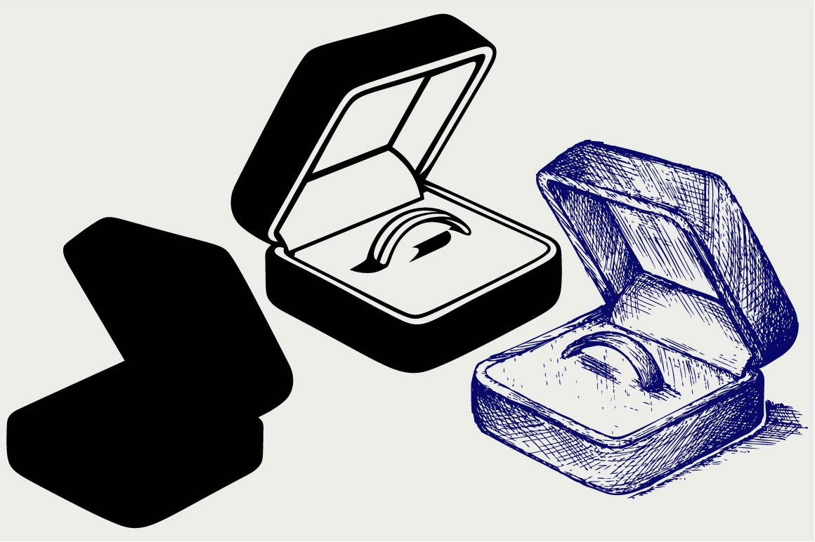 Engagement ring in box SVG, an Outline Icon by LineworkStock