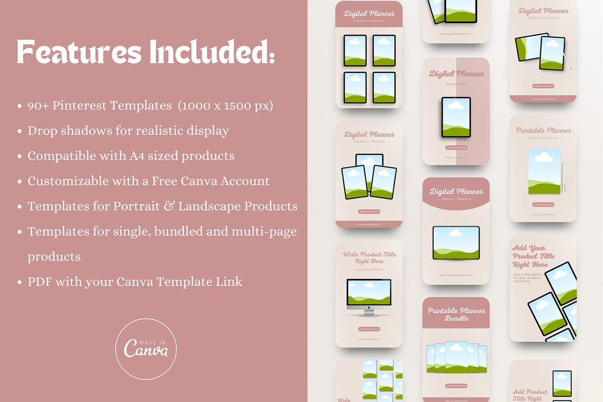 Digital Product Pinterest Templates, a Social Media Template by The ...
