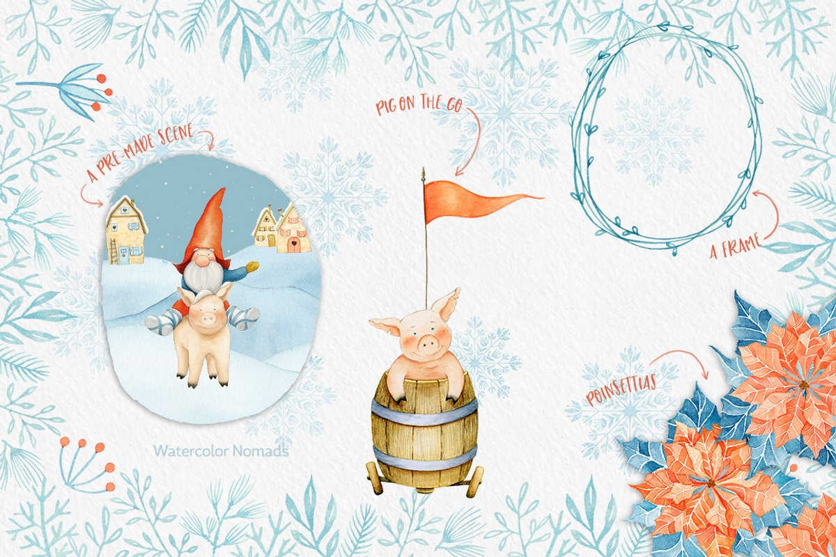 Christmas Gnomes Watercolor Winter, a Decorative Illustration by ...