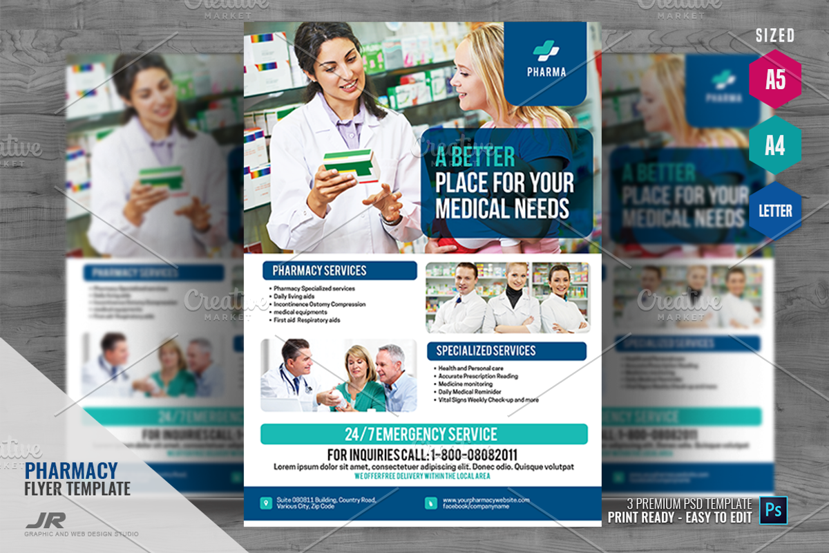 Pharmacy drugstore Flyer, a Flyer Template by PSDPixel