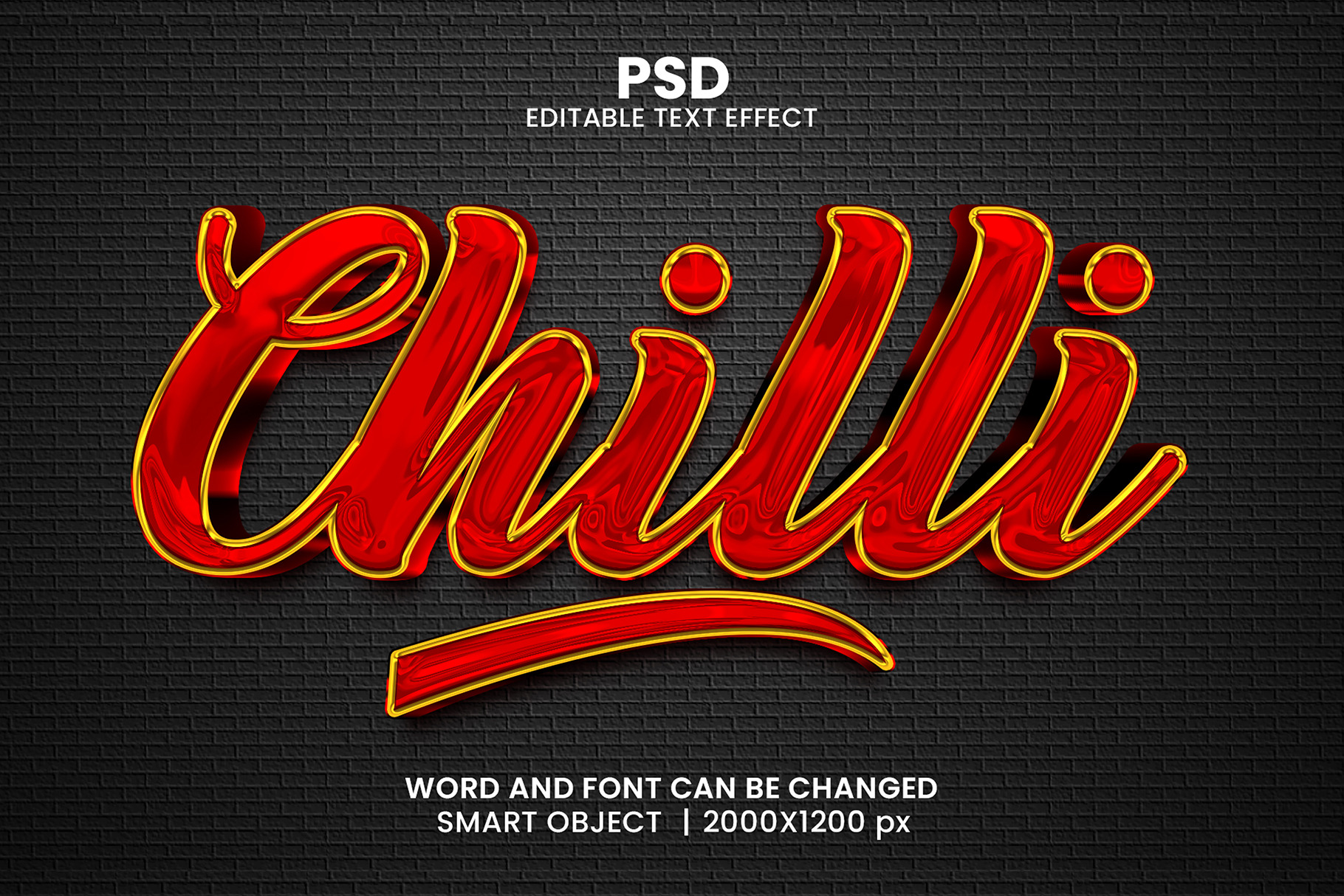 Chilli 3d Editable Psd Text Effect, a Layer Style Add-On by bdrobin
