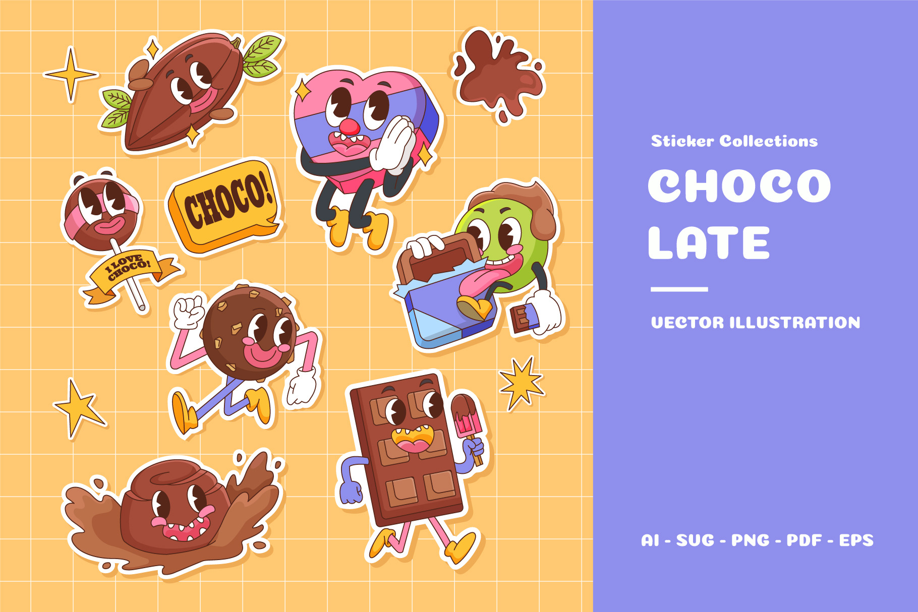 Vintage Retro Chocolate sticker, an Object Graphic by Vesvocrea