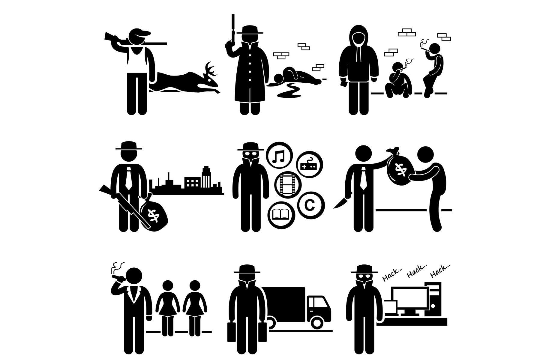 Illegal Activity Criminal Crime Icon, an Icon by Leremy Stick Figures