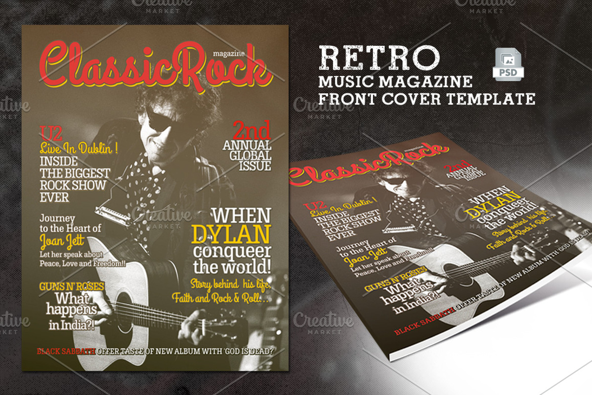 Retro Music Magazine Front Cover, a Magazine Template by The Design For Co.