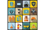Safety icons set, flat style | Icons ~ Creative Market