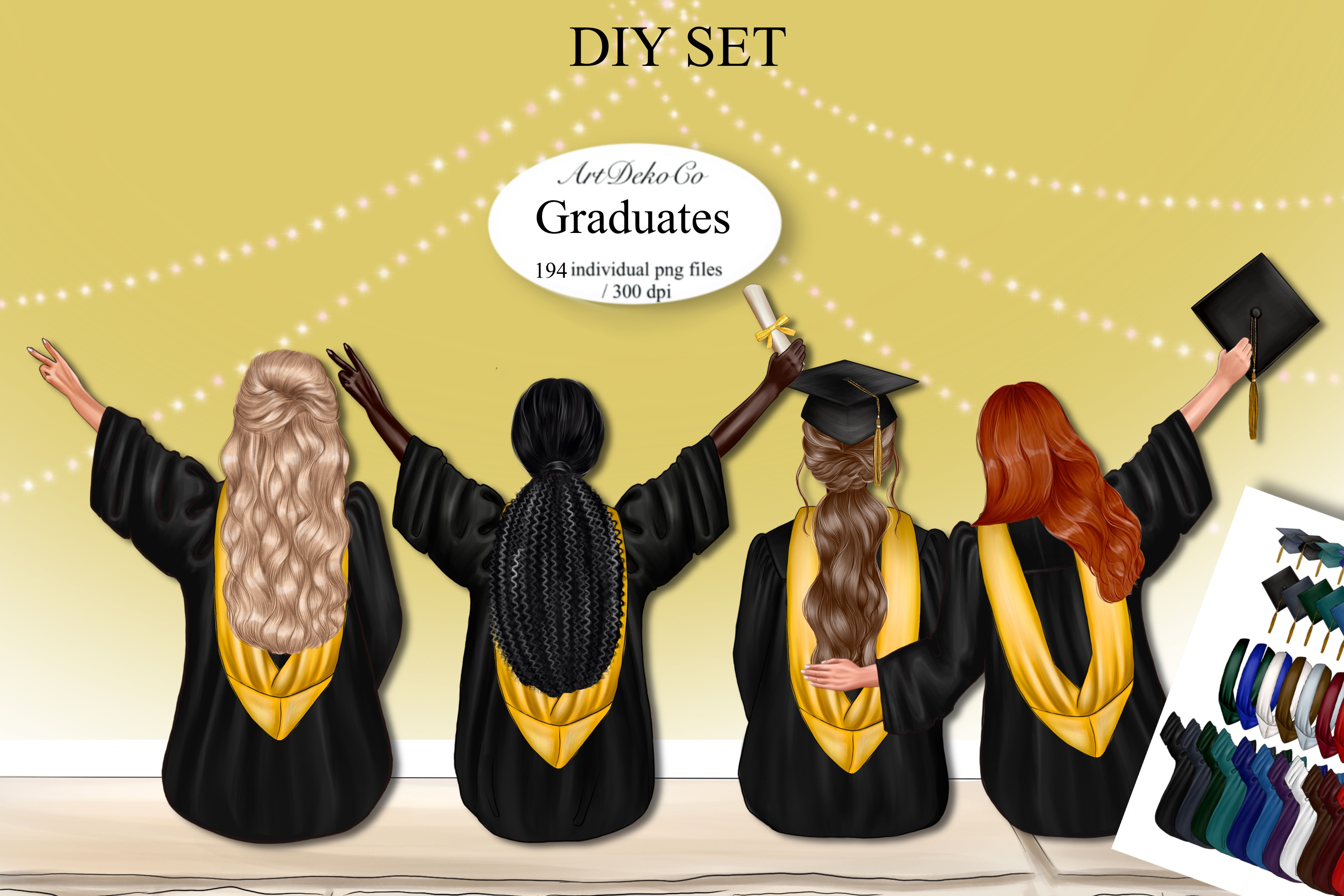 Graduation Girls Clip Art, an Education Illustration by DekoArt ...