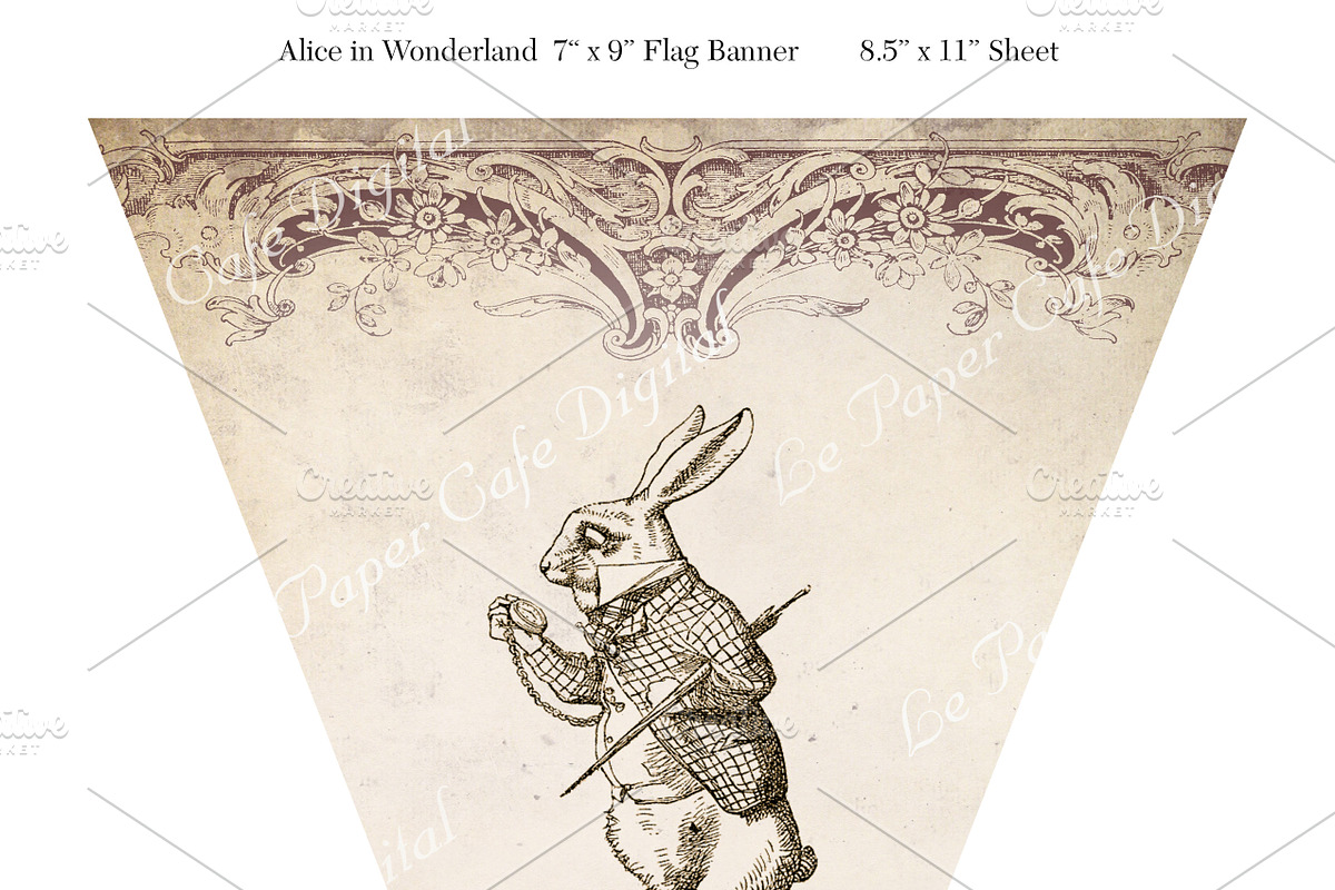 Alice in Wonderland Bunting Flags, an Object Graphic by Le Paper Cafe