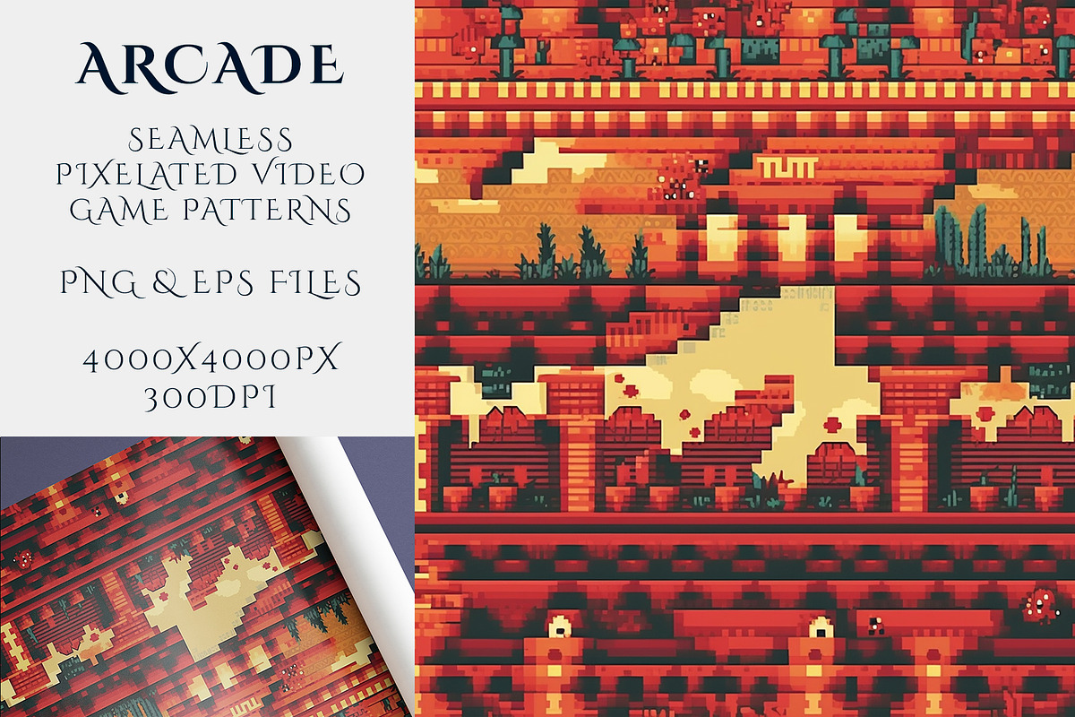 Arcade - Seamless Pixelated Patterns, a Pattern Graphic by Pixel ...