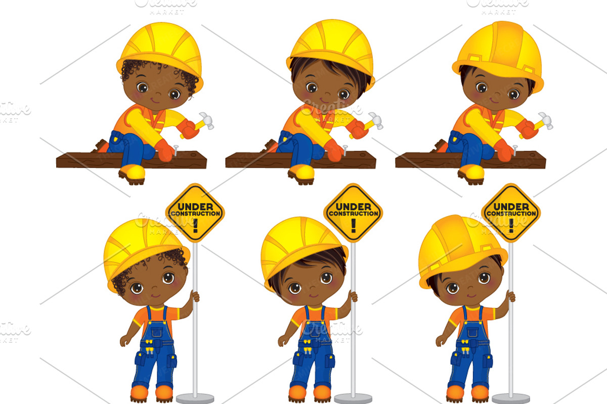 Vector Construction Little Boys, an Illustration by TheCreativeMill