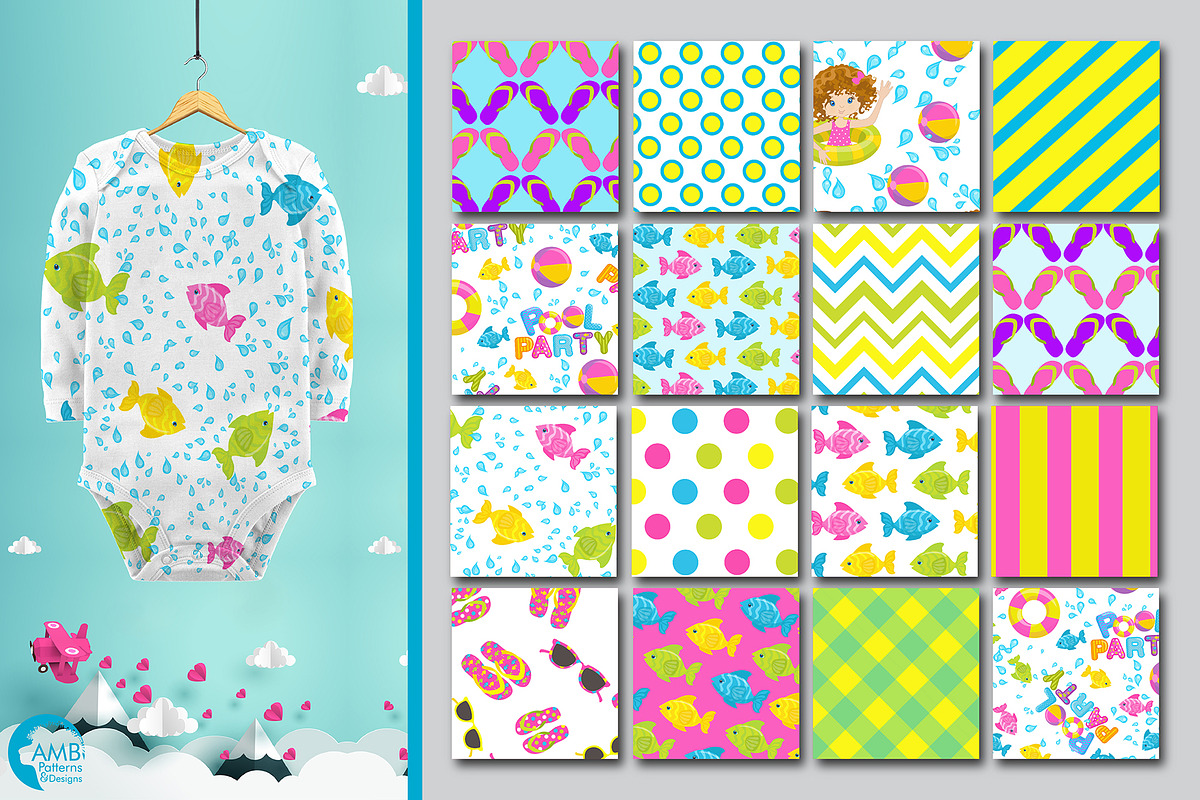 Pool Papers, AMB-906, a Pattern Graphic by AMBillustrations | Creative ...