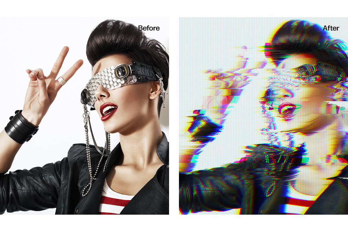 Distorted Glitch Photo Effect, a Layer Style Add-On by DesignerCandies