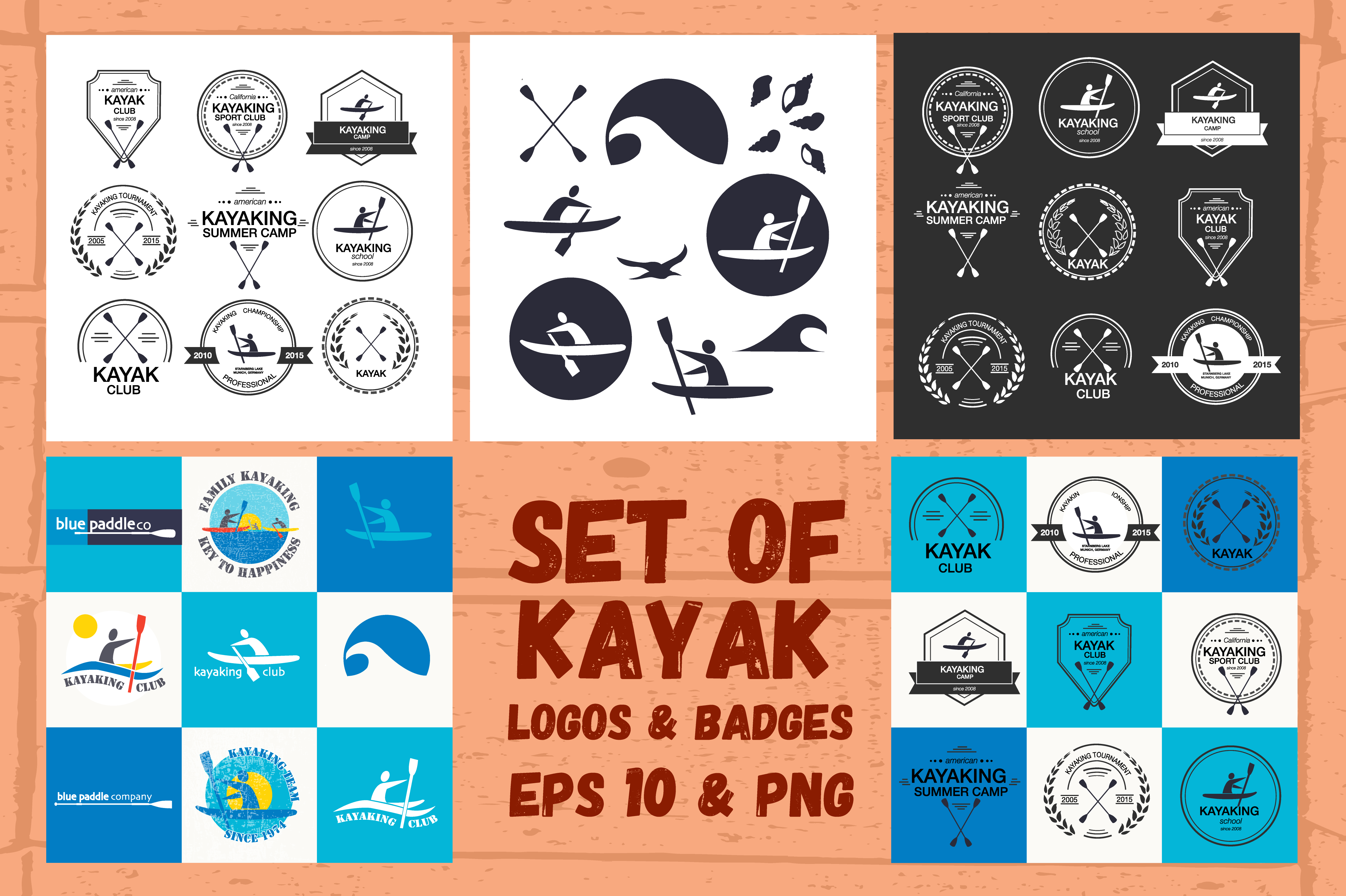 Kayak Logos & Badges Set, a Branding & Logo Template by Svetlana Kurako