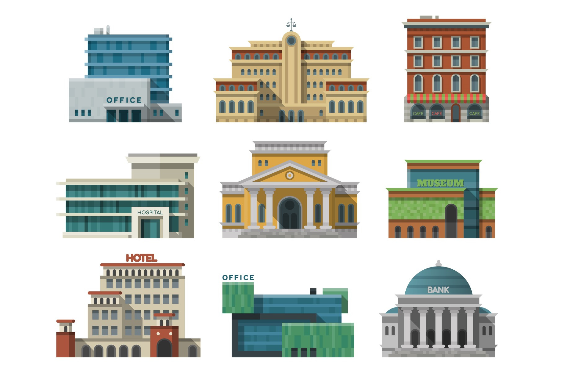 Different city public buildings, an Object Graphic by RocketArt