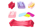 Set of colorful bubble gum candies vector illustration isolated, an ...