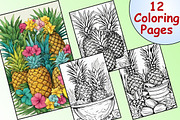 Printable Pineapple Coloring Pages, an Illustration by Catchy Ideaz