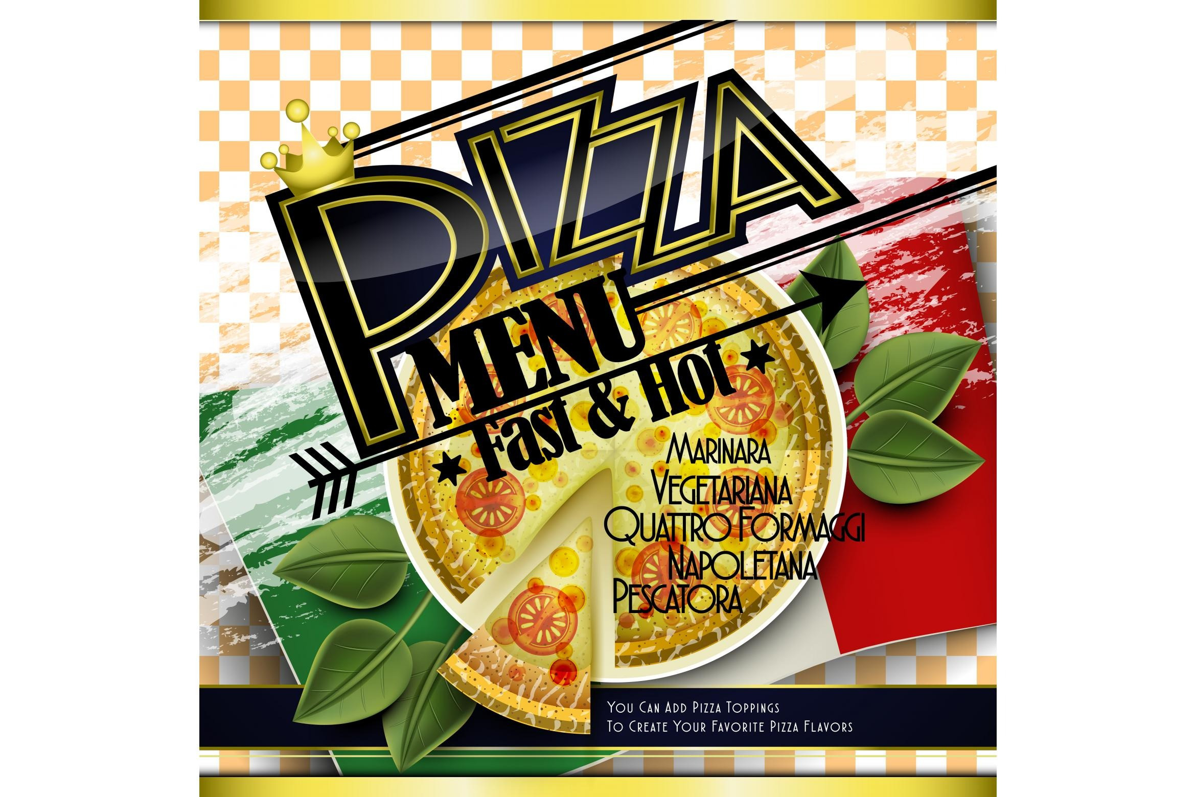 attractive pizza menu design, a Food Illustration by TotallypicRF