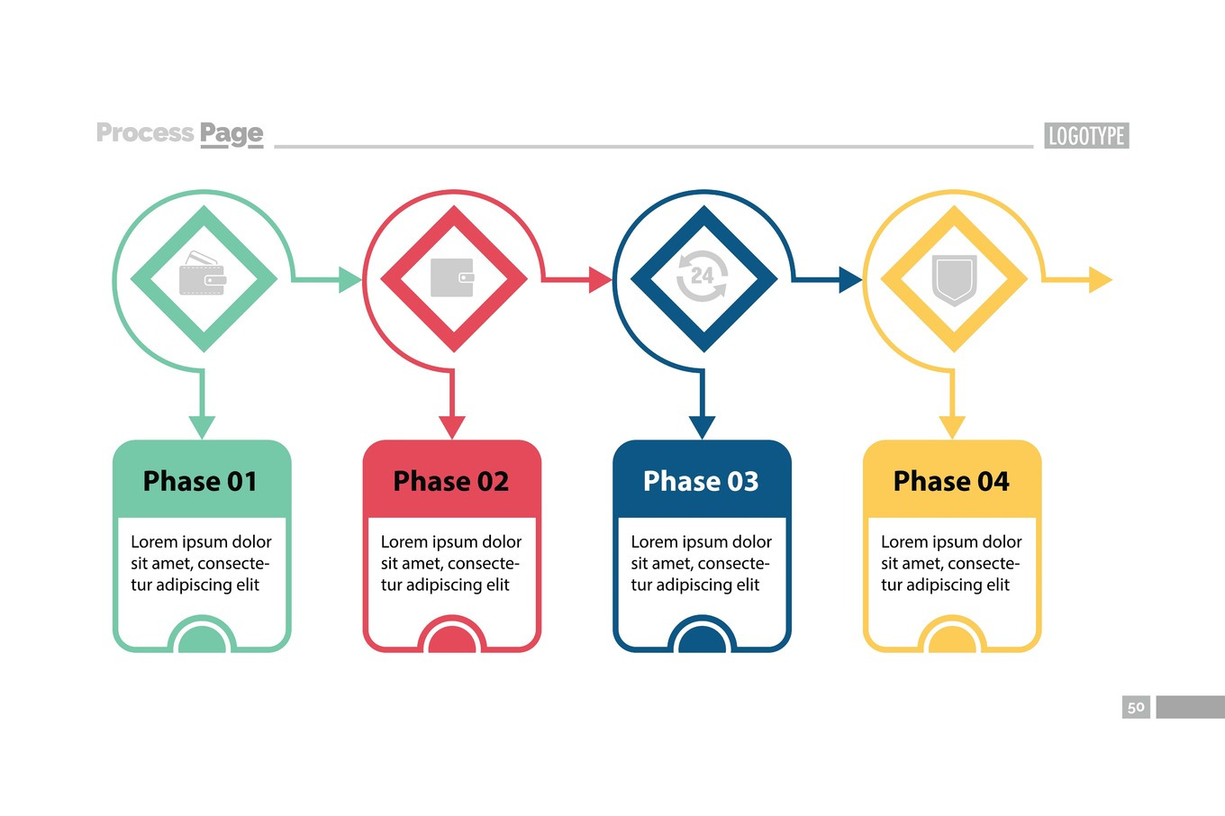 Four Options Process Chart Slide Template, a Texture Graphic by ...