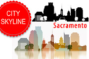 Sacramento Vector skyline, an Illustration by DimShop
