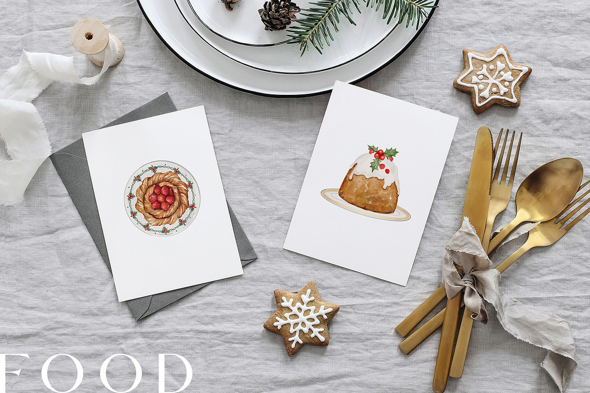 CHRISTMAS BAKERY Watercolor Set, a Decorative Illustration by Kaleriia