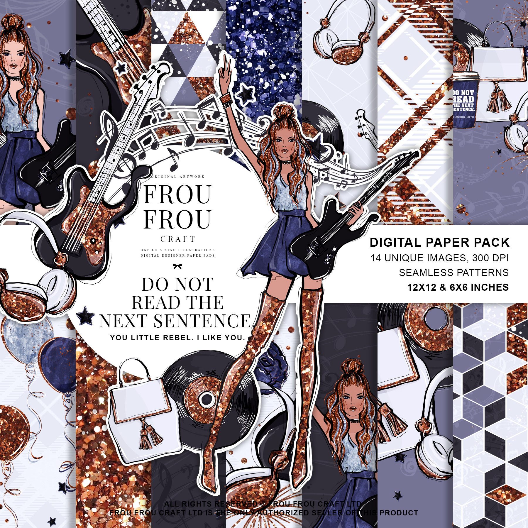 Music Rockstar Fashion Paper Pack, a Pattern Graphic by Frou Fou Craft