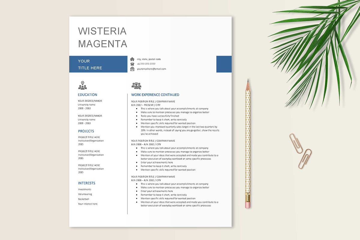 Resume Template with Monogram, a Resume Template by Stanin Studio