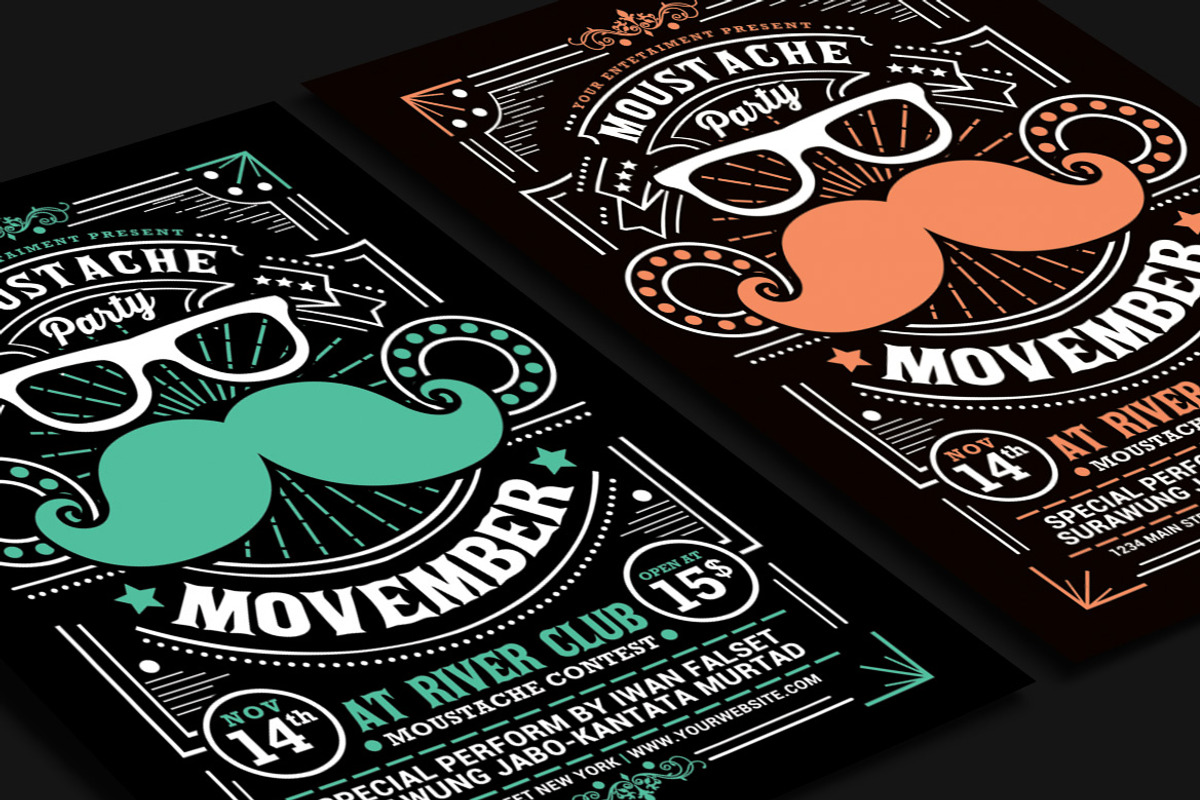 Movember Moustache Party Flyer, a Flyer Template by Muhamad Iqbal ...