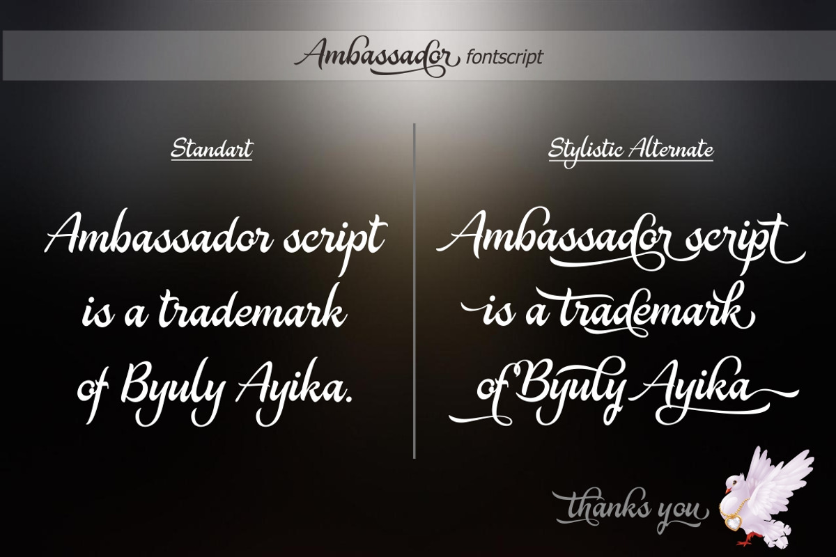Ambassador, a Script Font by Byuly Ayika