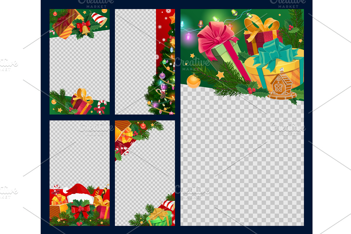 Winter Christmas photo frames, a Seasonal Illustration by Vector Tradition