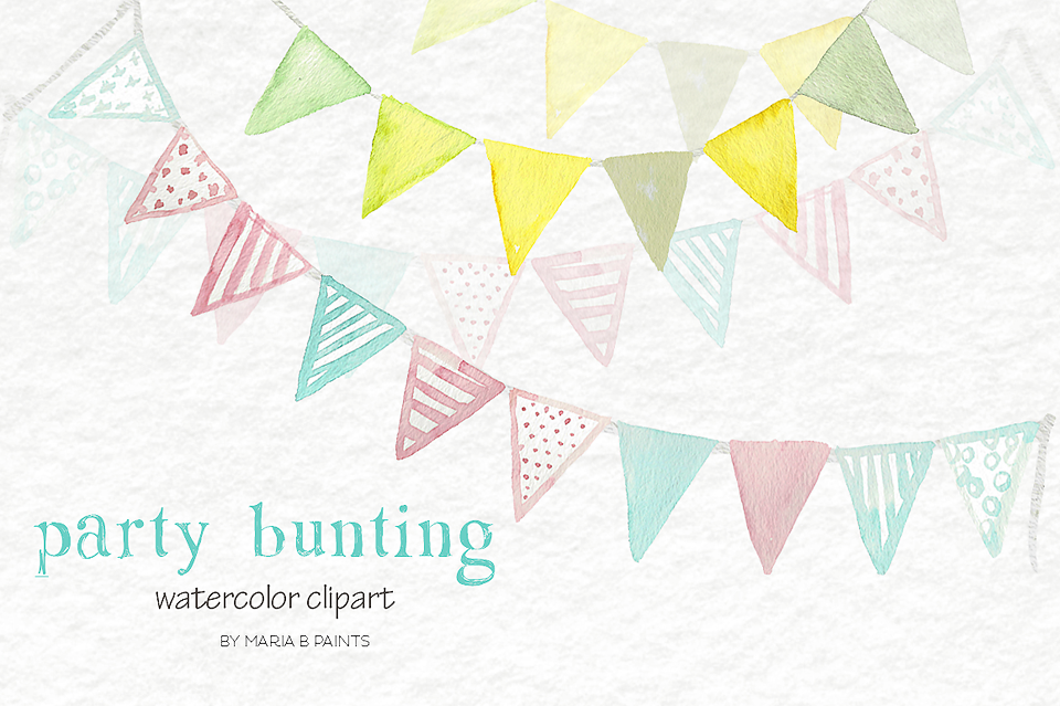 Pennant Banner Bunting Clipart Set, a Decorative Illustration by Maria ...