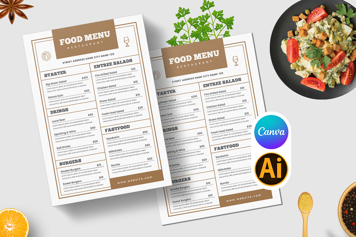 Simple Food Menu | Canva | Creative Market