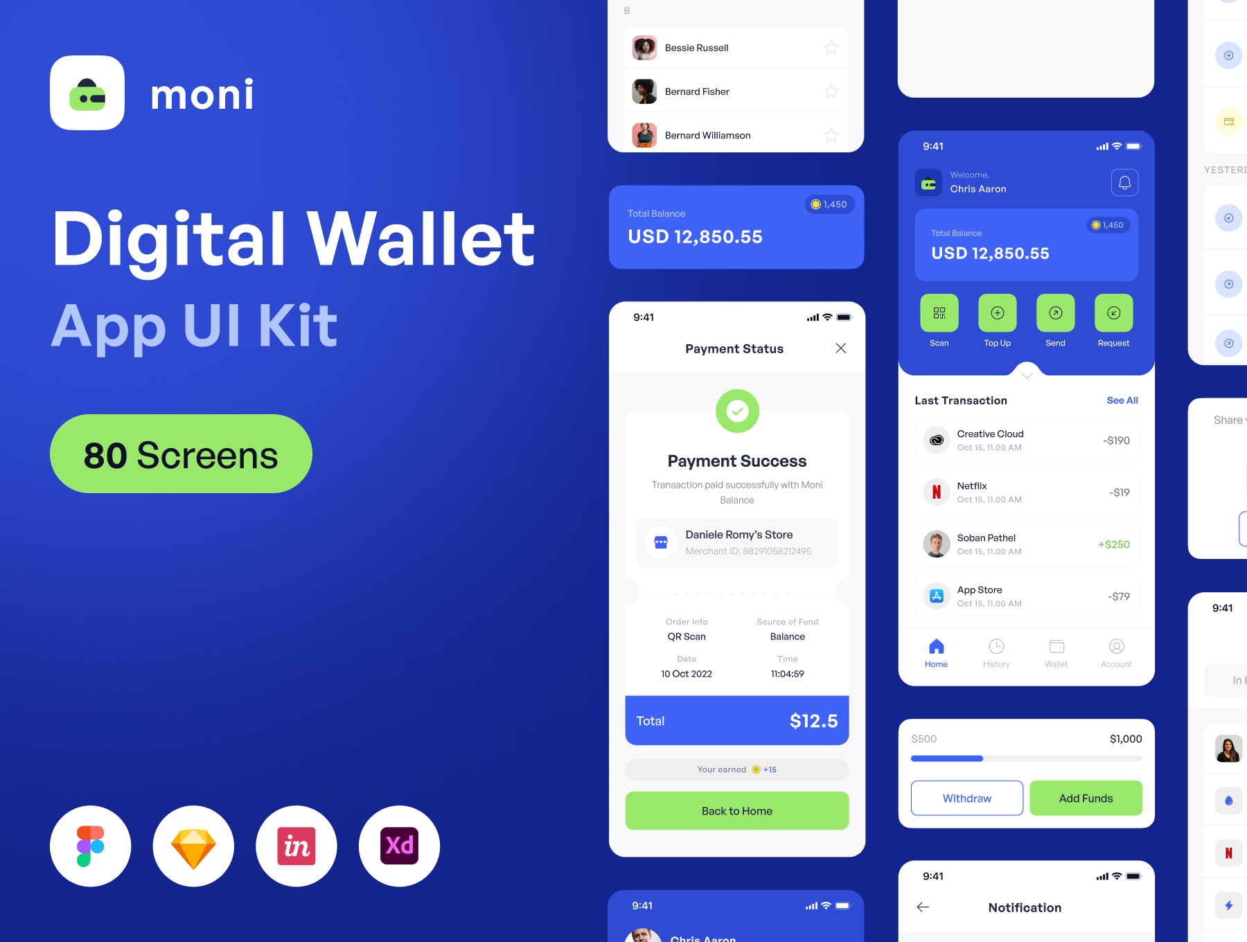 Moni - Digital Wallet Apps UI KIT, an App Template by Vektora Studio ...