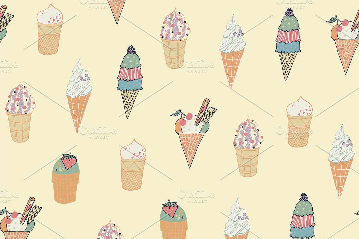 Ice cream, a Pattern Graphic by GooseFrol