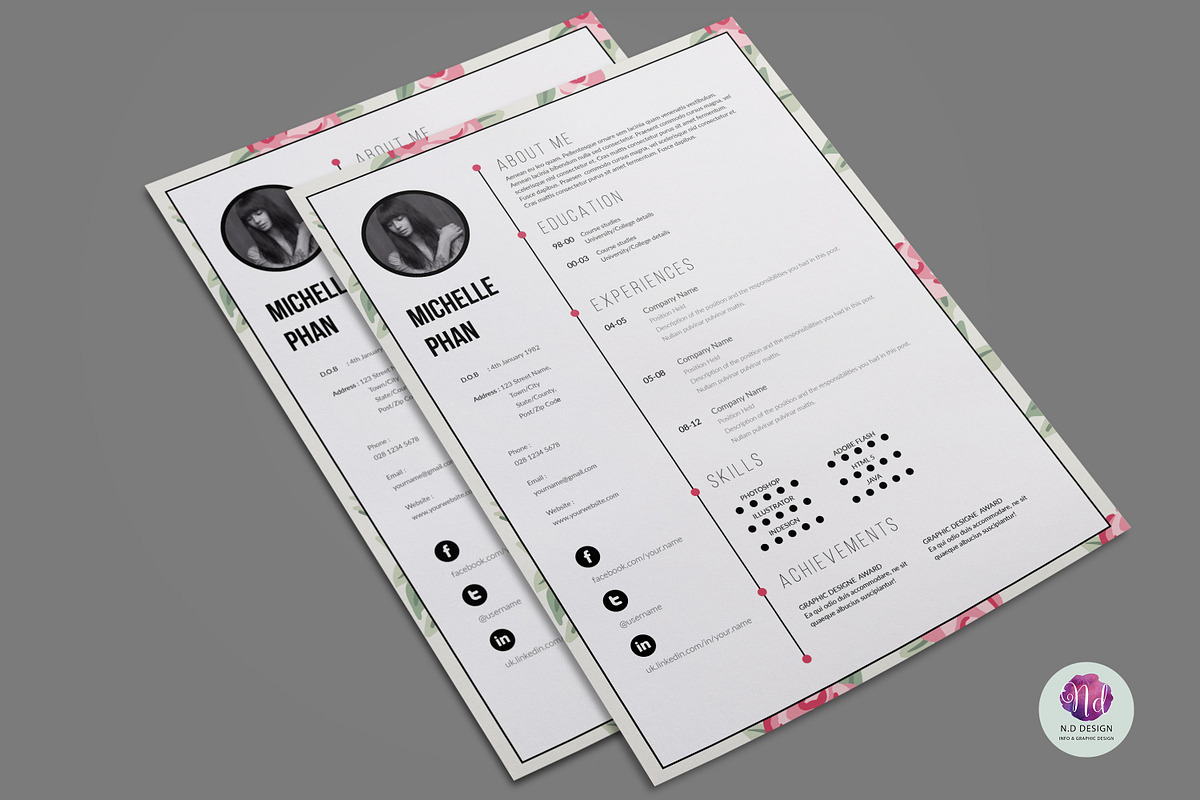 1 page CV template, a Resume Template by Chic templates
