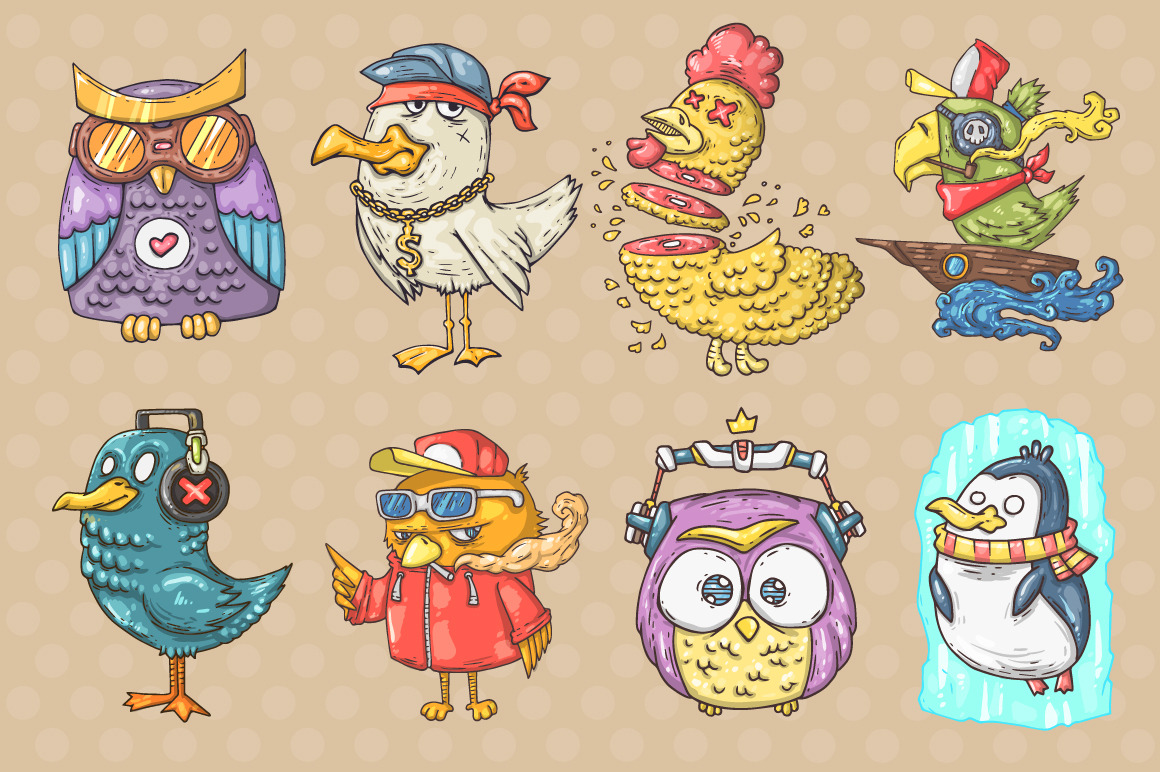 set of cartoon birds, a Decorative Illustration by Andrew_Derr