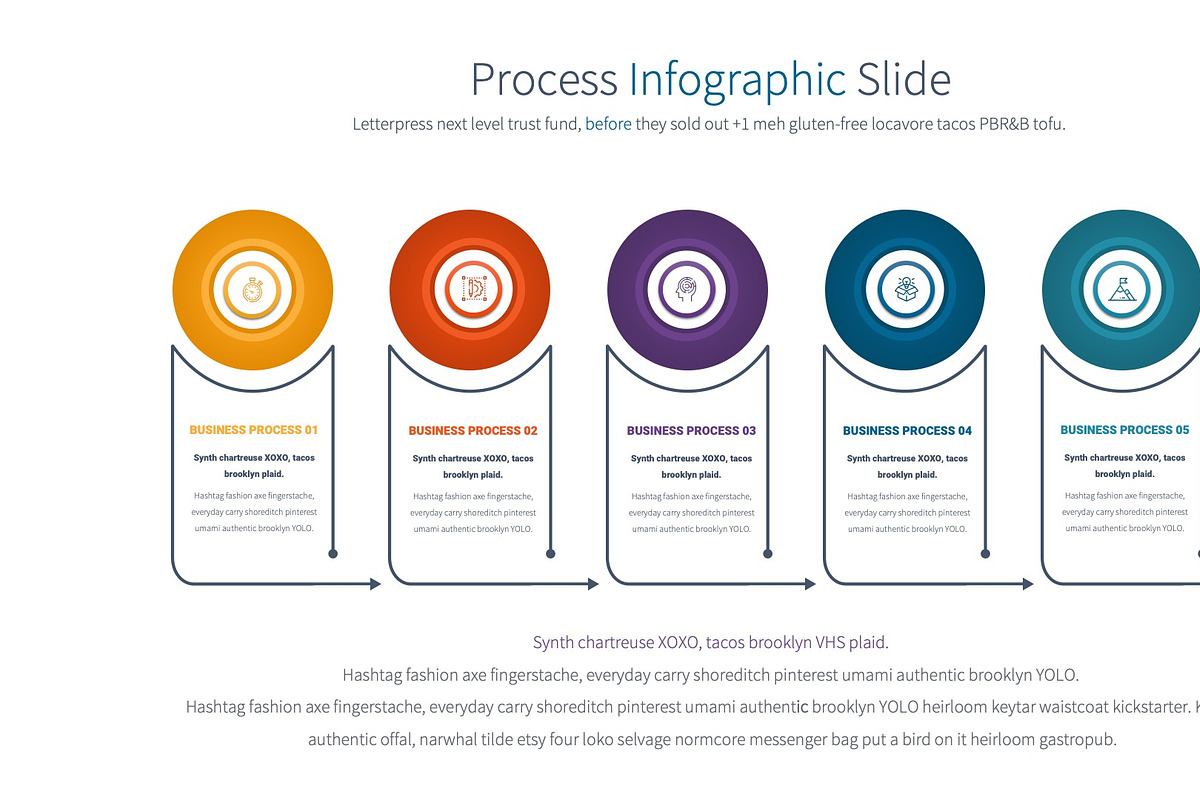 Process Infographics Slides, a Presentation Template by Pulsecolor