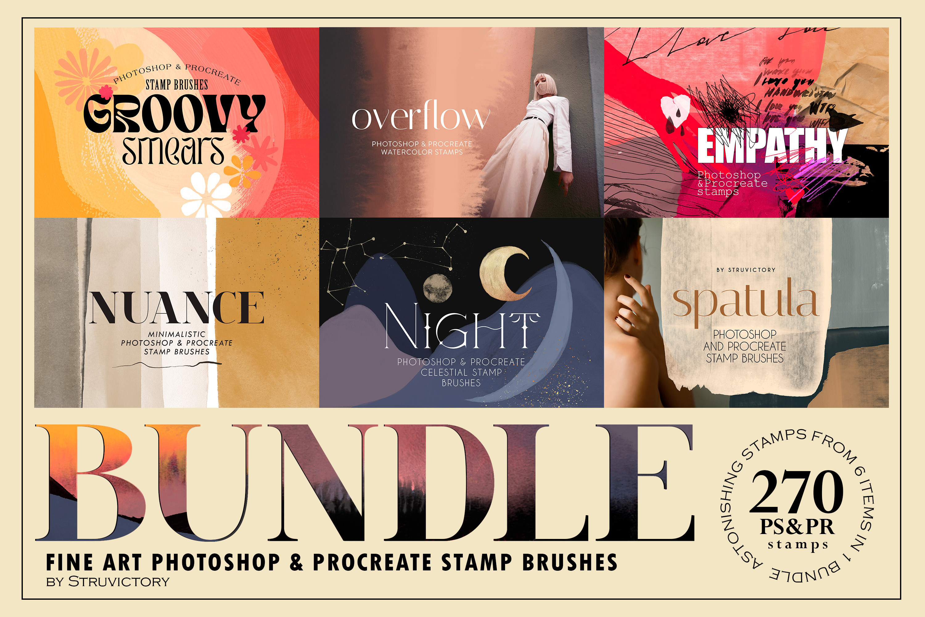 Fine Art PS Procreate Stamps Bundle, a Brush Add-On by Struvictory.art
