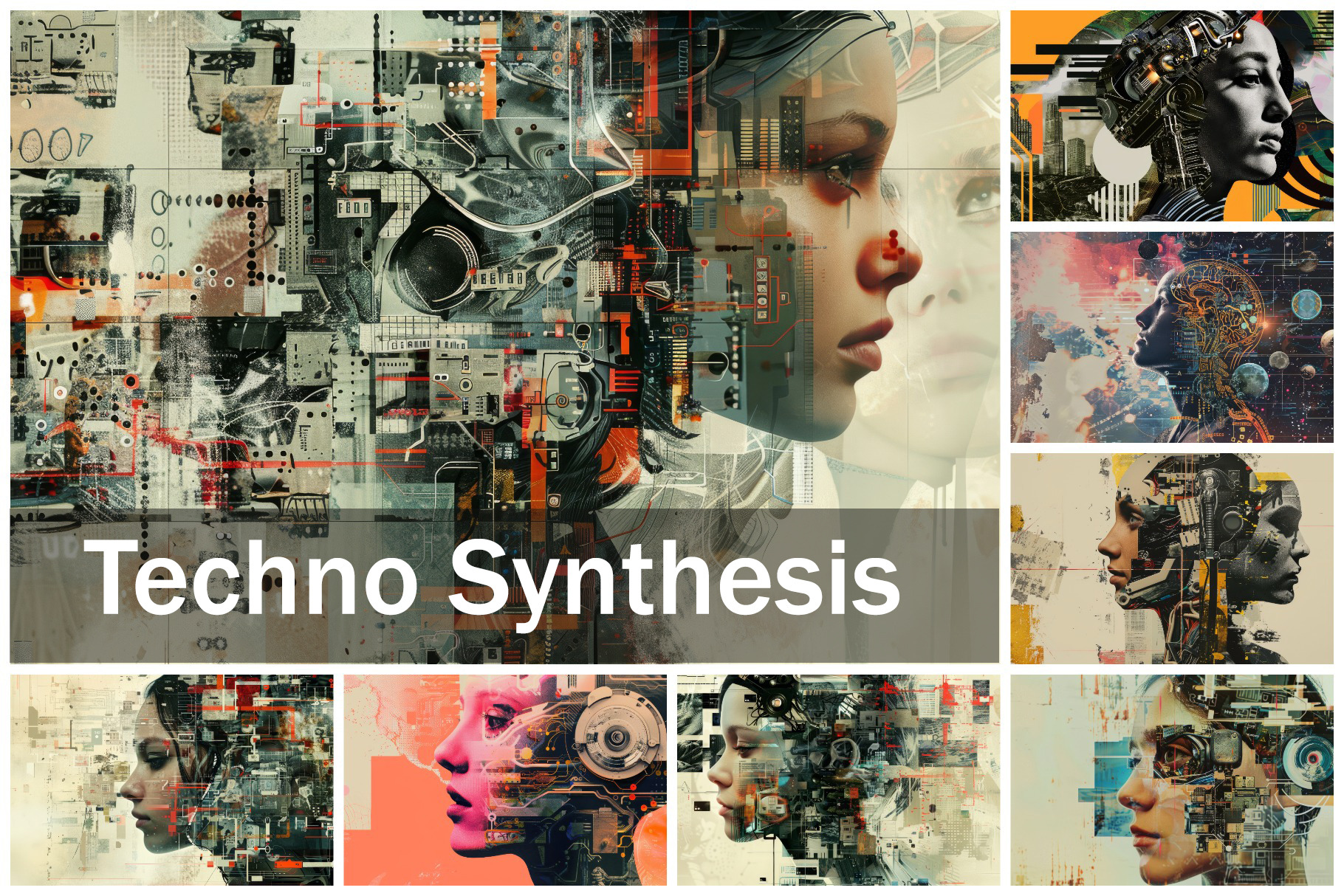 Techno Synthesis Collages, a Technology Illustration by Mashimara