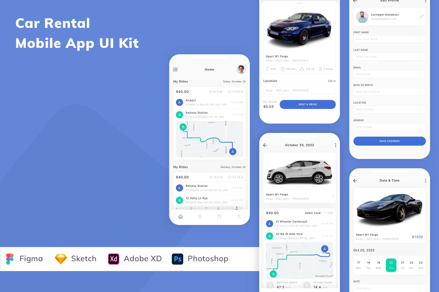 Car Rental Mobile App UI Kit, an UI Kit Template by Betush