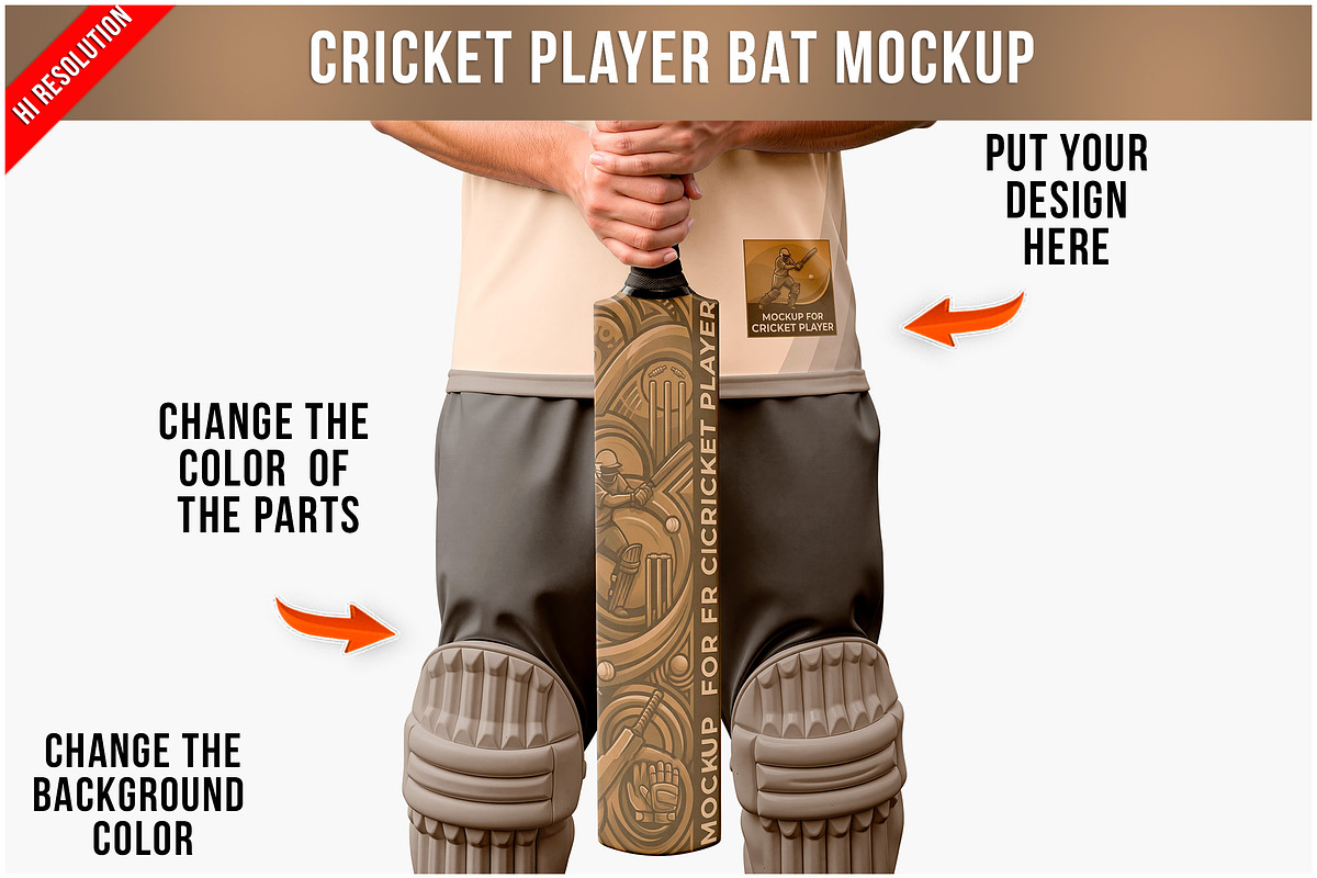 Cricket Player Bat PSD, a Product Mockup by Bruno's Shop
