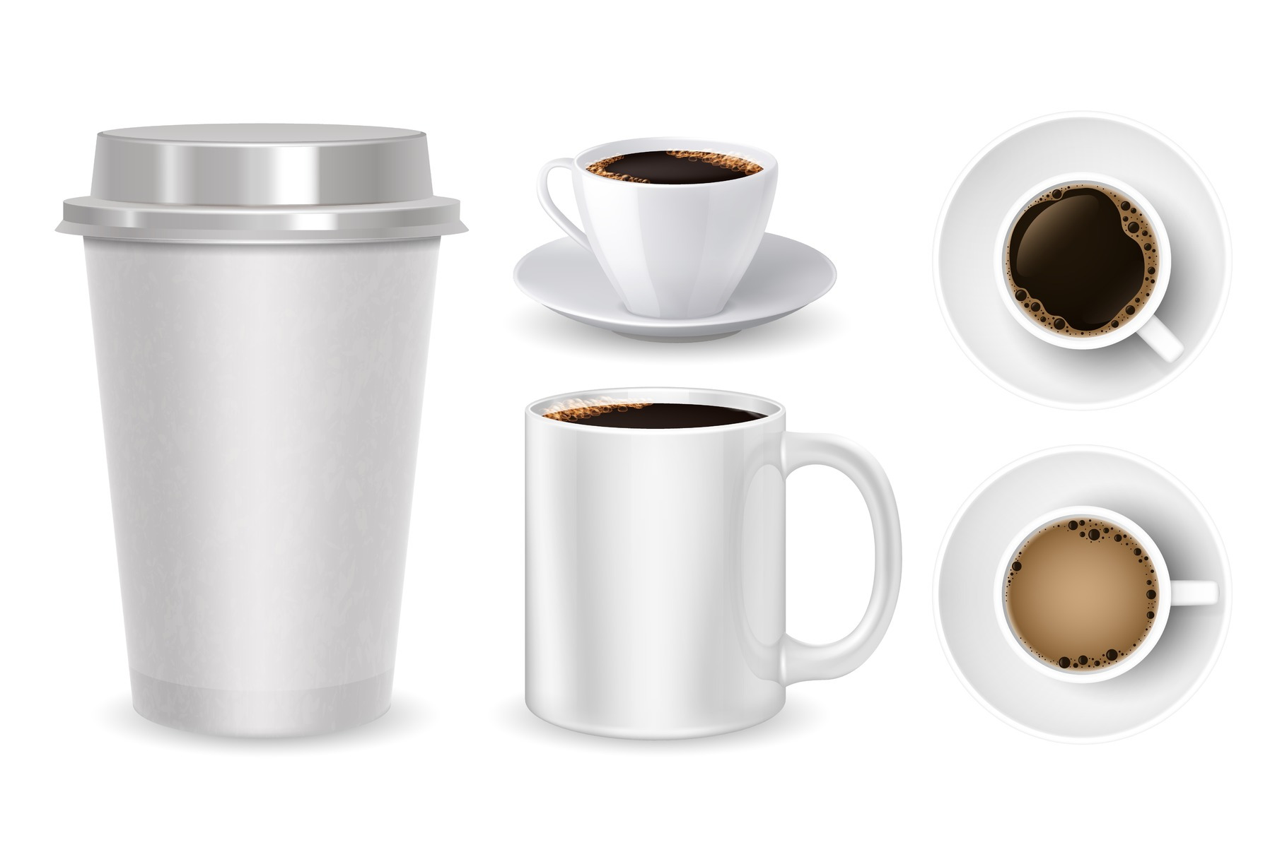 Realistic coffee cups. Top view mug, a Background Graphic by Valerie Bodnar