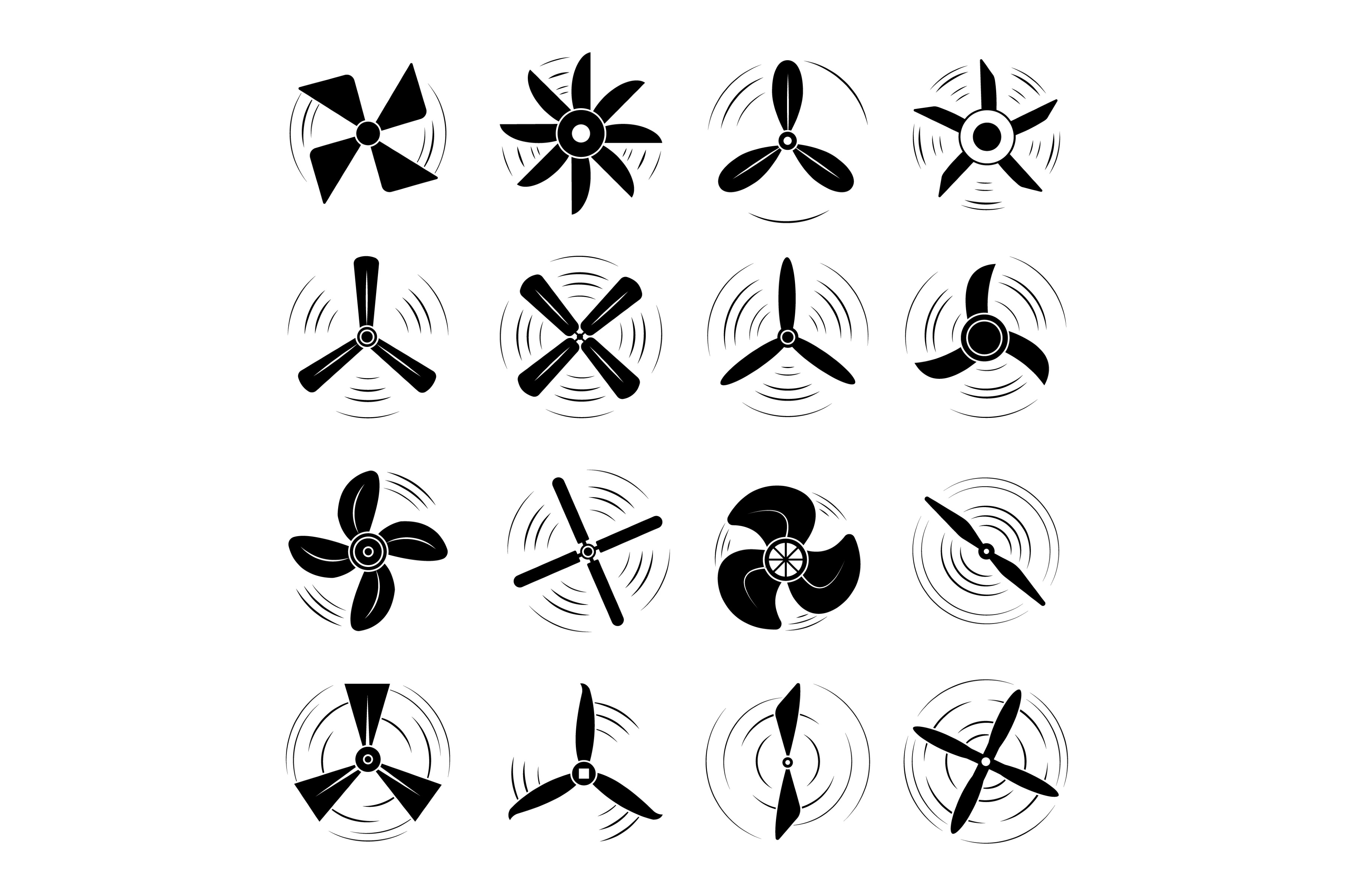 Black airplane propellers symbols, a Graphic by Valerie Bodnar