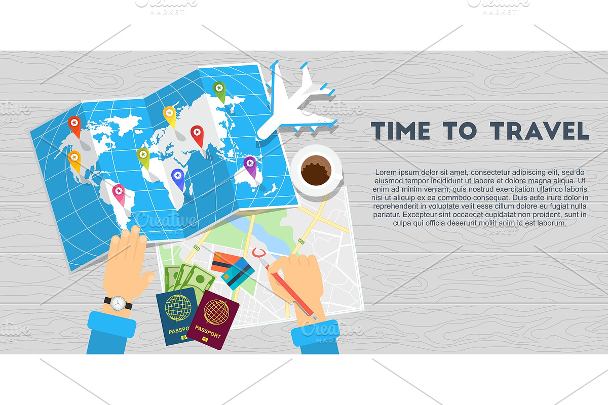 world travel banner, a Work Illustration by Quarta | Creative Market