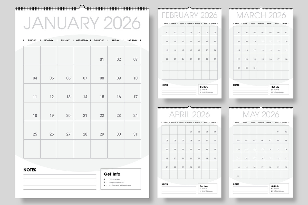 Minimalist 2026 Calendar Grid Layout
