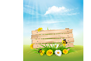 Spring nature background with grass, an Illustration by ecco