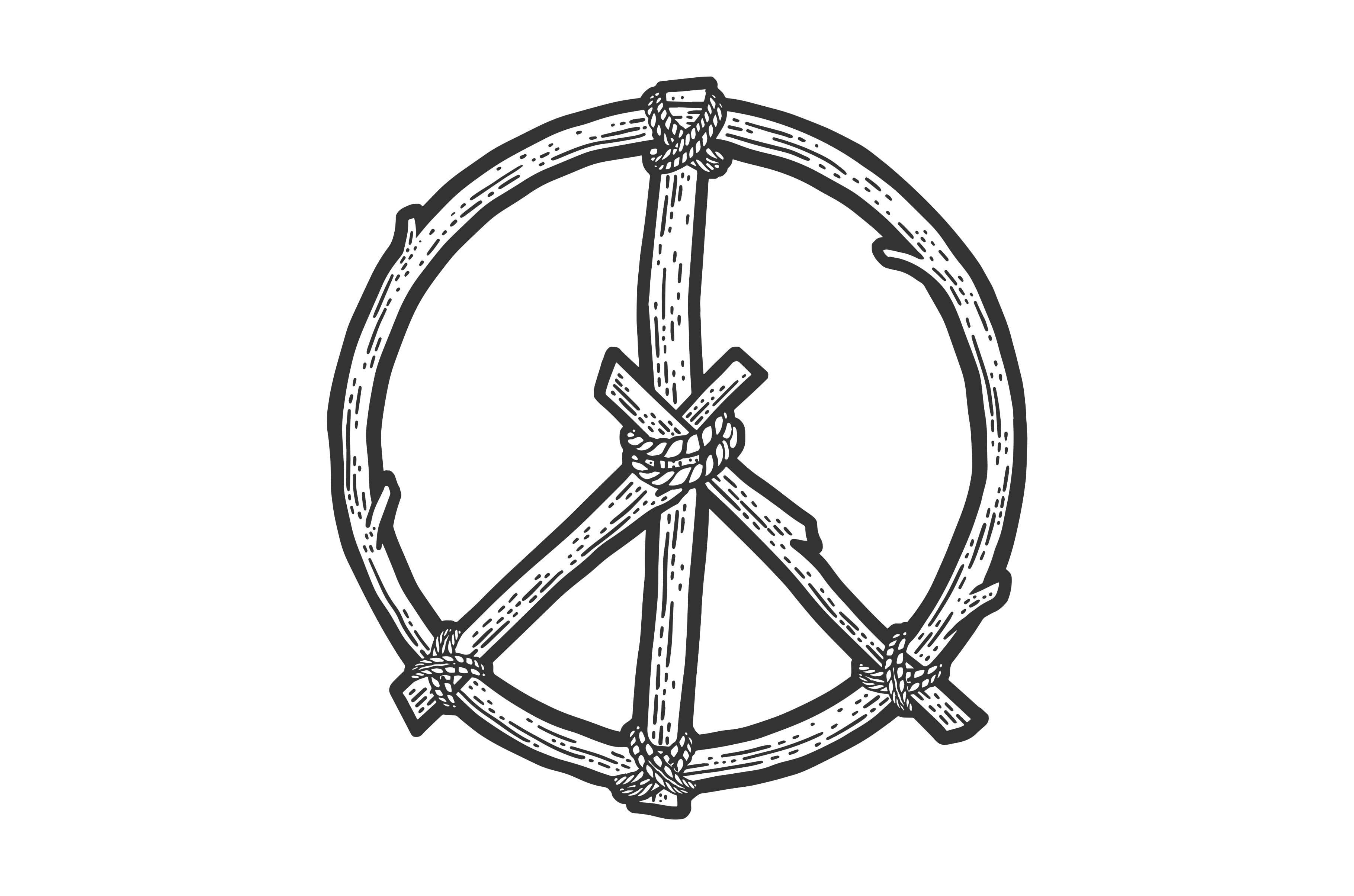 Peace symbol wood tree sketch vector, a Decorative Illustration by AlexArt