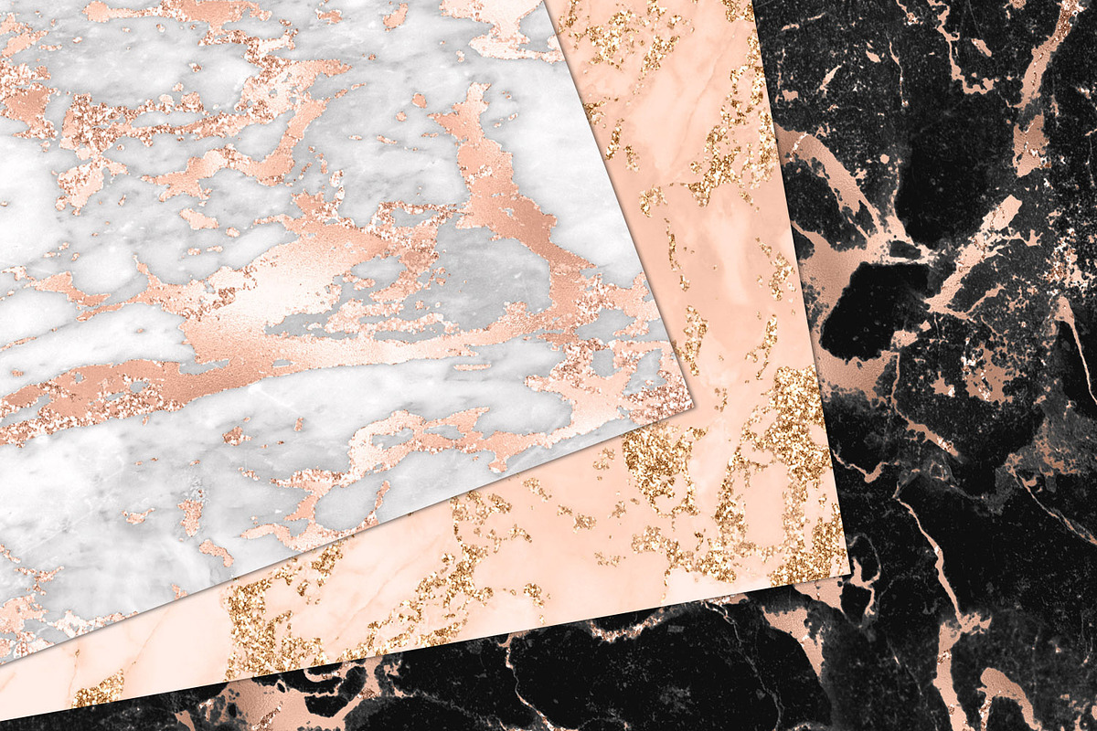 Rose Gold Marble Digital Paper, a Texture Graphic by Digital Curio